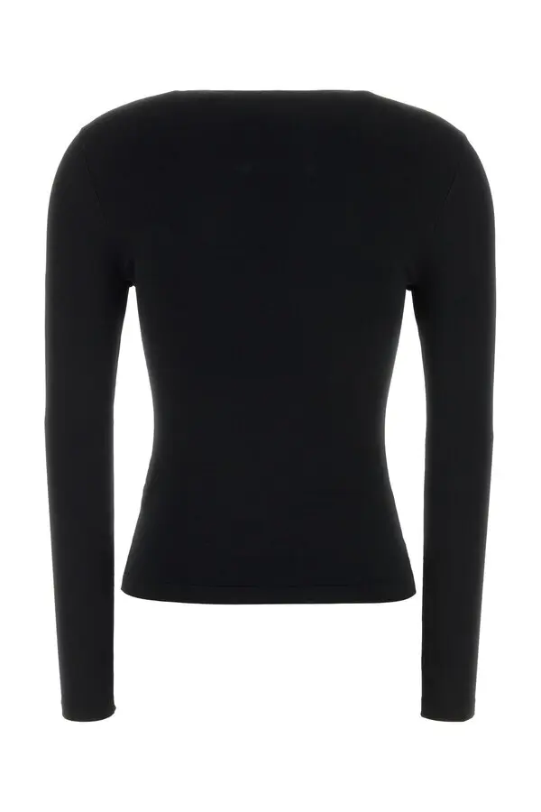 Alexander Wang Stretch Viscose Blend Long Sleeve T-shirt With Metal Plate Detail