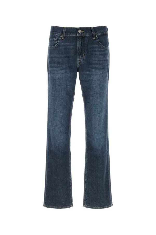 Seven For All Mankind Stonewashed Cotton And Silk Denim Jeans