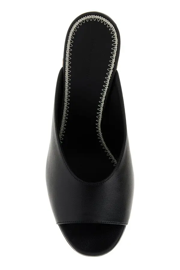 Magda Butrym Nappa Leather Wedge Mules With Embossed Logo