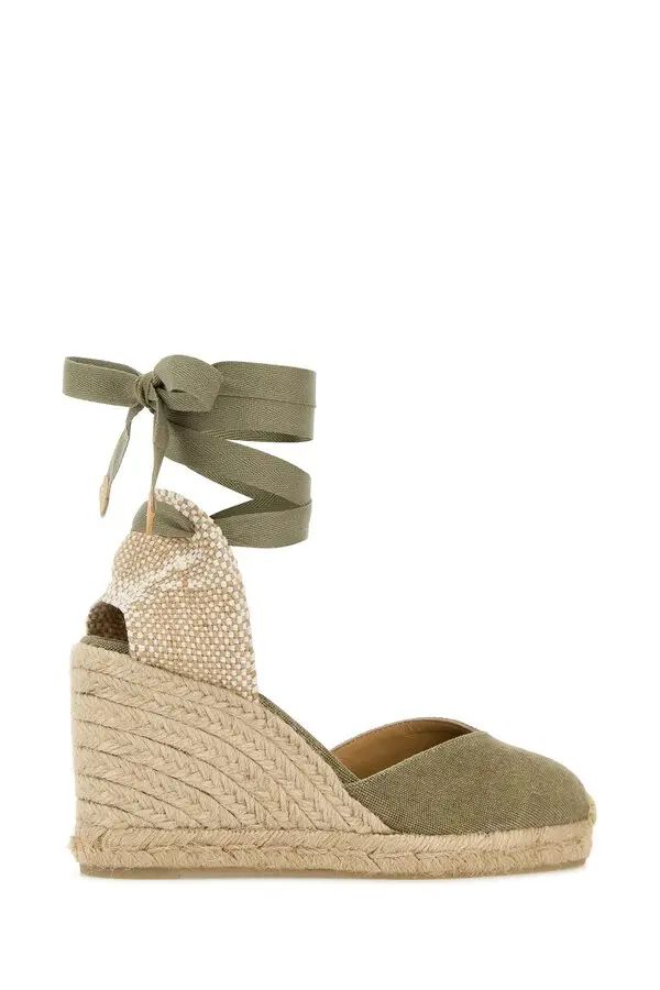 CastaÑer Sage Canvas Chiara Wedges With Tie Fastening
