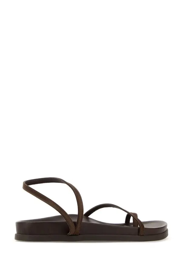 ANCIENT GREEK SANDALS Satin Eleftheria Thong Sandals - Brown