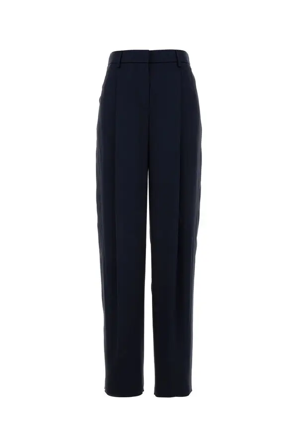 Giorgio Armani Navy Satin Wide-leg Pant - Blue