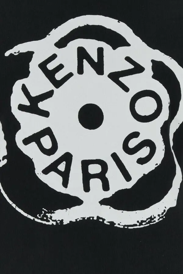 Kenzo Cotton T-shirt With Bone Flower 2.0 Print - Black