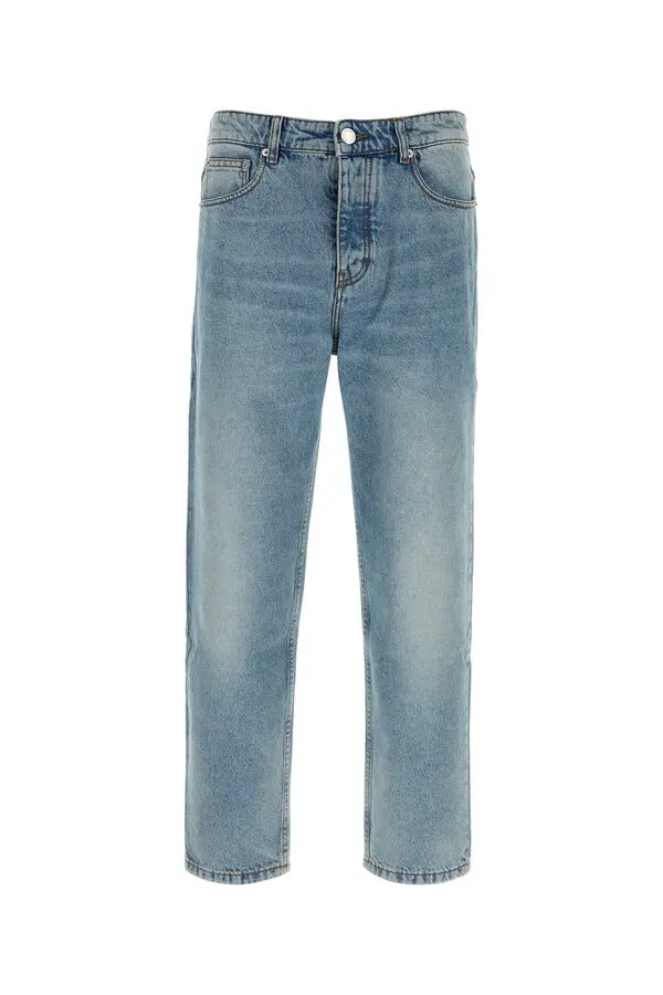 AMI Paris Stonewashed Pure Cotton Denim Jeans - Blue