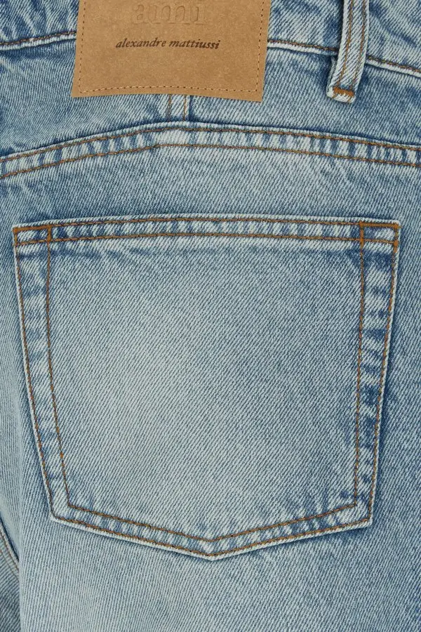 AMI Paris Stonewashed Pure Cotton Denim Jeans - Blue