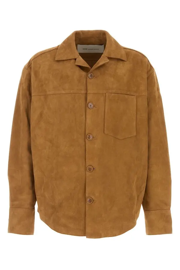 Ami Camel Suede Oversize Shirt - Light Brown