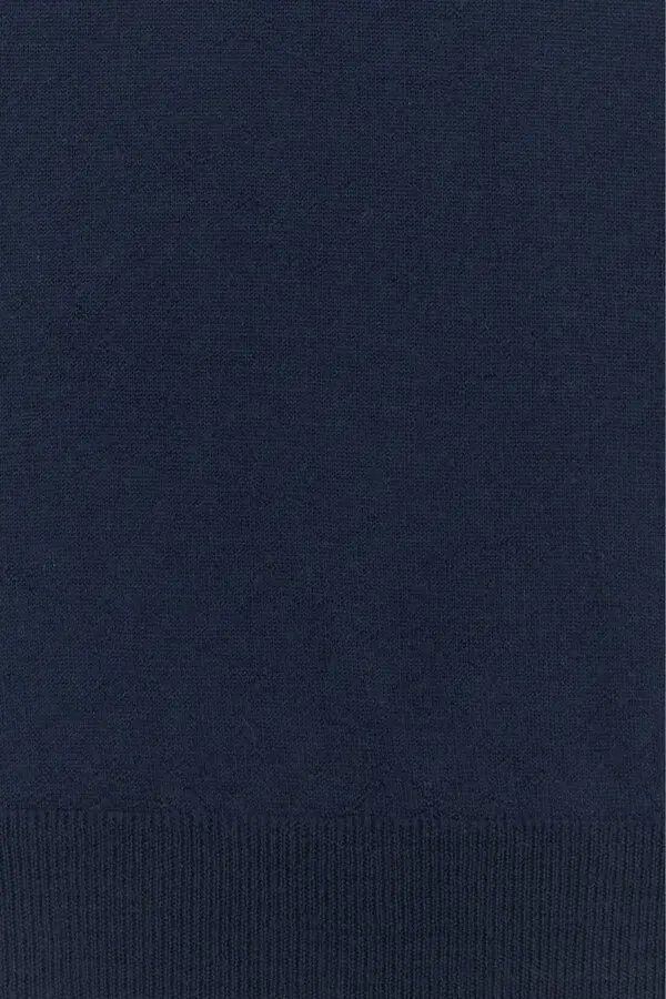 Fedeli Navy Wool Crew Neck Sweater - Blue