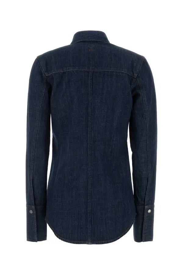 Ami Denim Shirt With Embroidered Detail