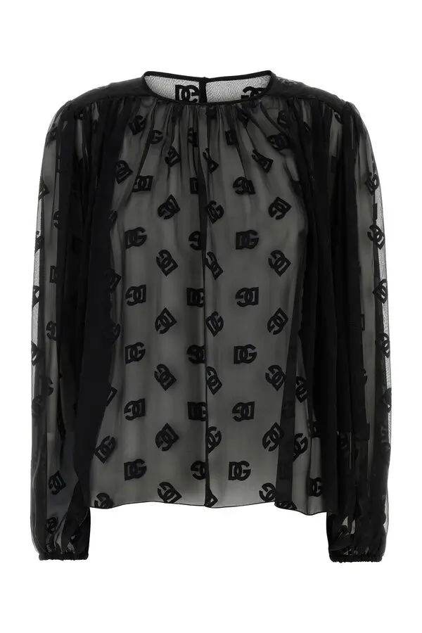 Dolce & Gabbana Organza Blouse With Dg Embroidery