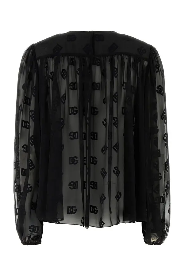Dolce & Gabbana Organza Blouse With Dg Embroidery