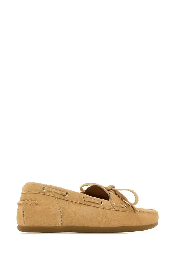 FERRAGAMO Beige Suede Gancini Detail Loafers - Light Brown
