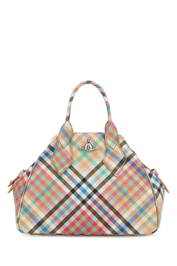 VIVIENNE WESTWOOD Printed Canvas Medium Yasmine Handbag - White