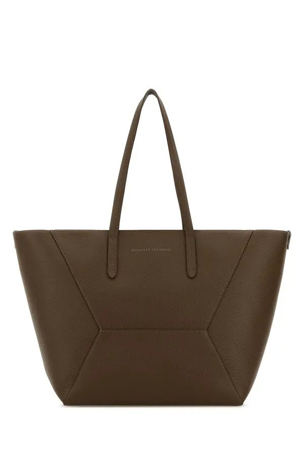 Brunello Cucinelli Mud Leather Shopping Bag - Brown