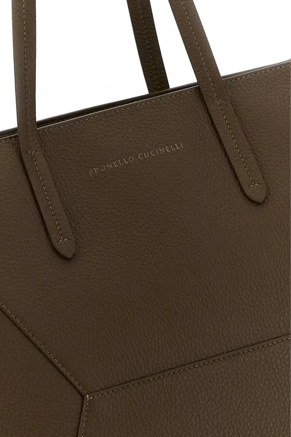 Brunello Cucinelli Mud Leather Shopping Bag - Brown