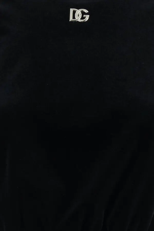 Dolce & Gabbana Velvet Mini Dress With Dg Metal Detail