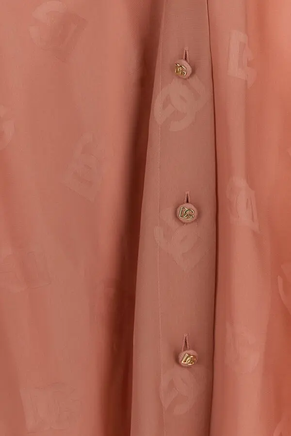 Dolce & Gabbana Antiqued Silk Shirt Dress With Dg Embroidery