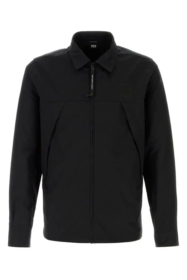 C.P. COMPANY Gabardine Zip-up Jacket With Rubberized Logo Print