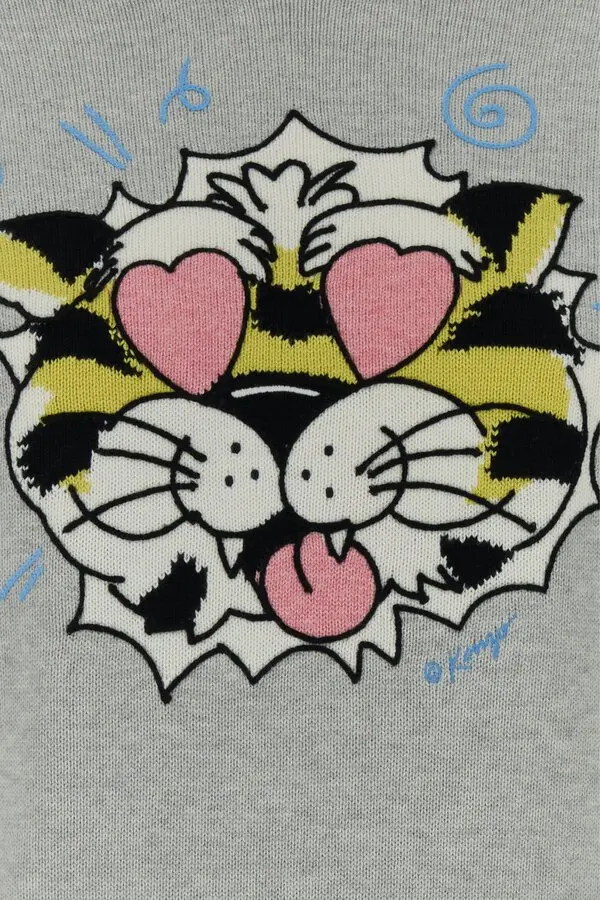 Kenzo Wool Blend Sweater With Wild Tiger Embroidery