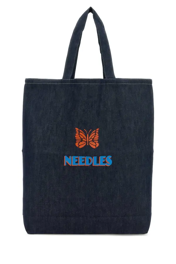 Needles Denim Shopper Bag With Logo Print