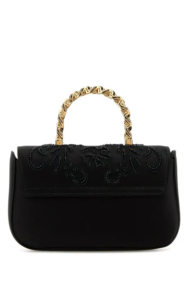 Versace Satin Handbag With Rhinestone Embellishments And Medusa Detail