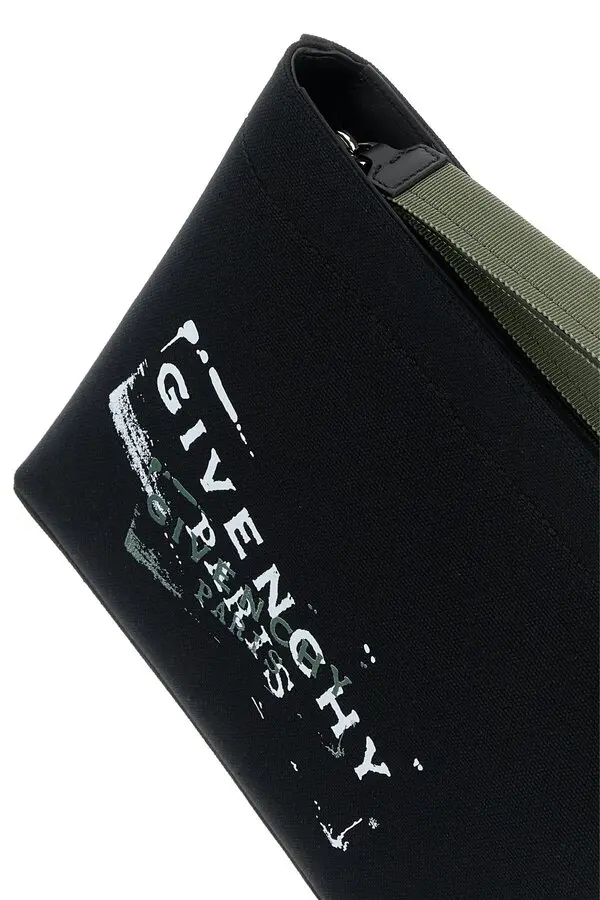Givenchy Canvas Clutch With Printed Logo - Black