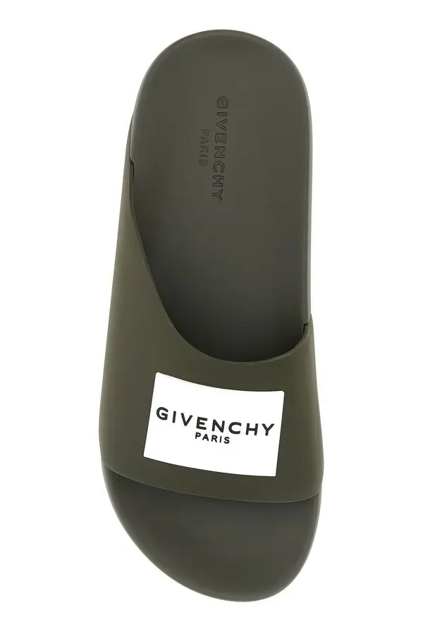 Givenchy Rubber Slides With Logo Label - Green