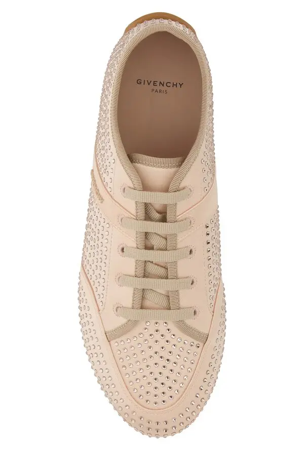 Givenchy Powder Satin Slim Sneakers Embellished With Rhinestones - Pink