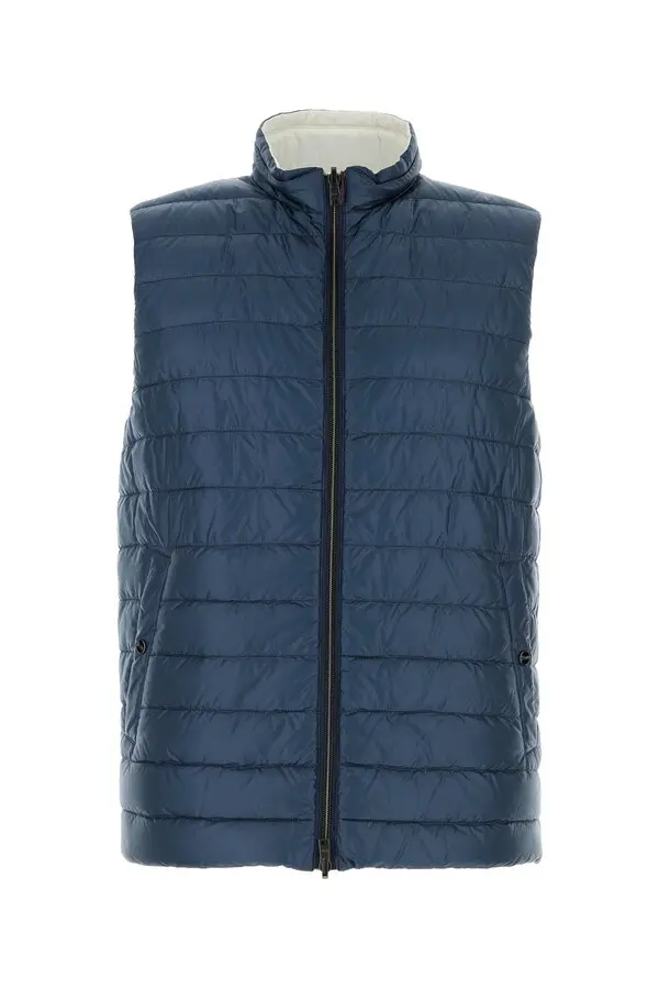 Herno Quilted Nylon Reversible Down Vest - Blue