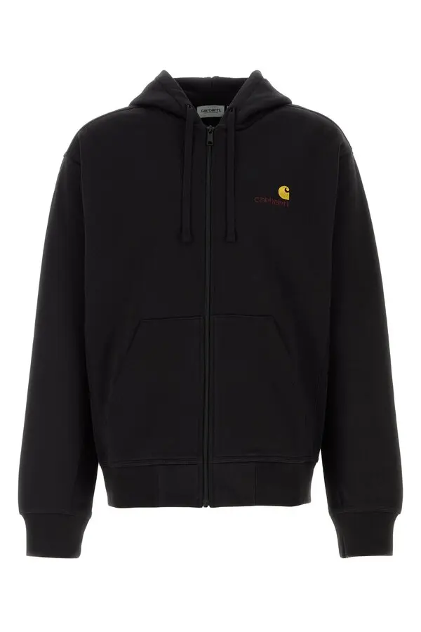 Carhartt Work In Progress Cotton Blend American Script Zip-up Hoodie - Black