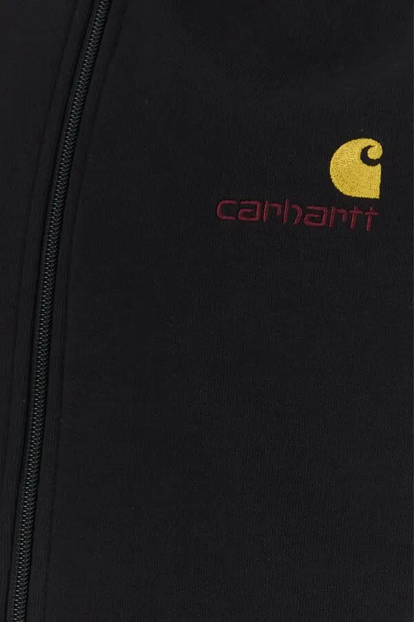 Carhartt Work In Progress Cotton Blend American Script Zip-up Hoodie - Black