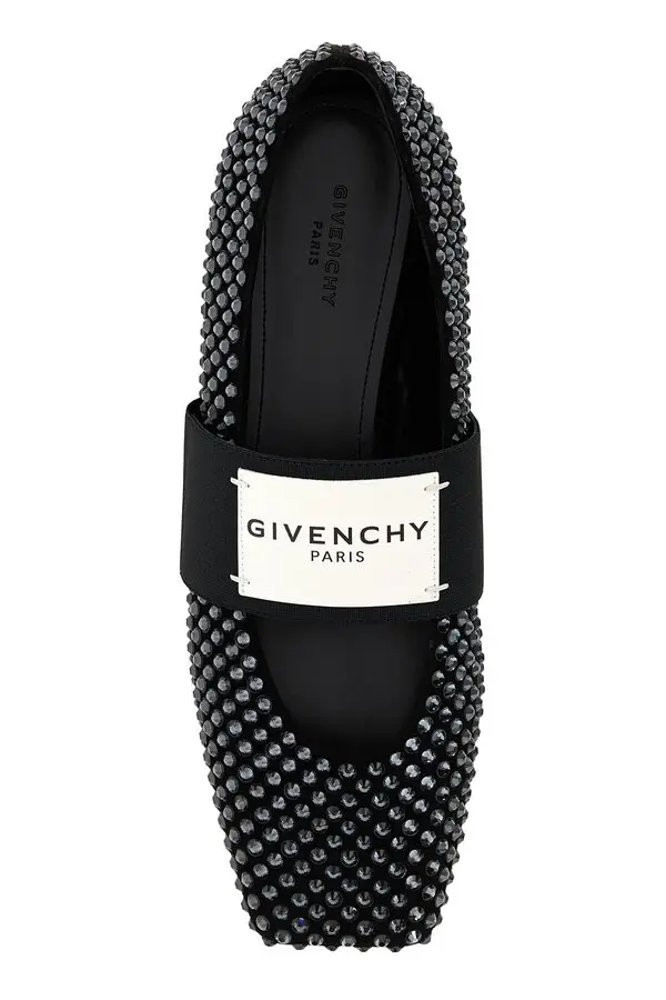 Givenchy Embellished Suede Square Ballerinas