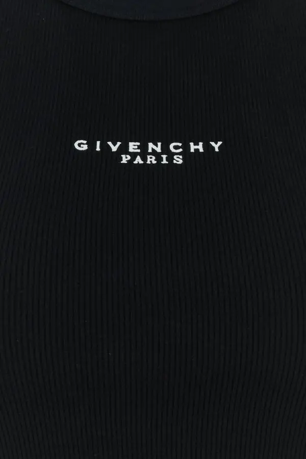 Givenchy Stretch Cotton Ribbed Crop Top - Black
