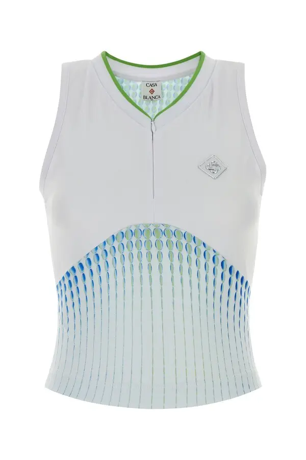Casablanca Multicolor Stretch Jersey Top - White