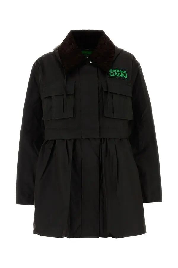 BARBOUR X GANNI Coated Cotton Jacket With Tartan Inserts