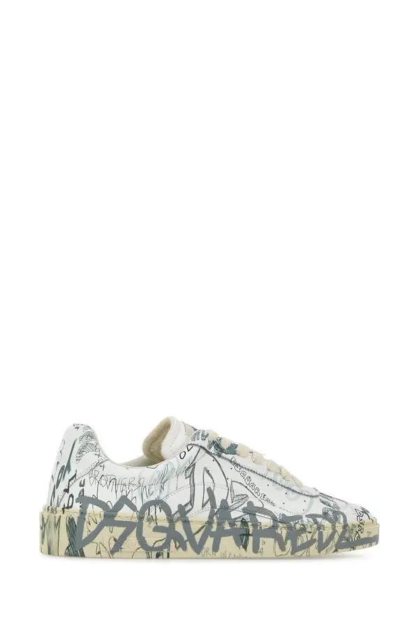 Dsquared2 Printed Leather Rider Sneakers - White