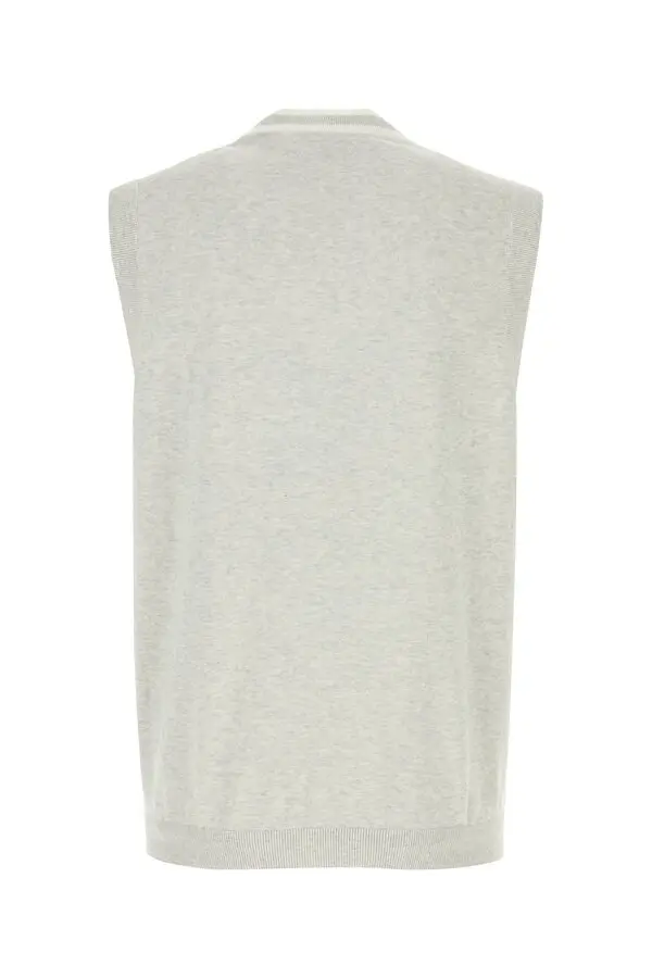 Brunello Cucinelli Light Cotton Vest With Logo Patch - Grey