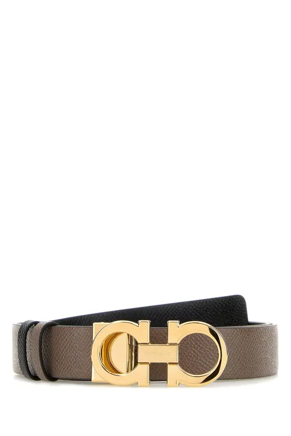 FERRAGAMO Gancini Buckle Reversible Leather Belt - Brown