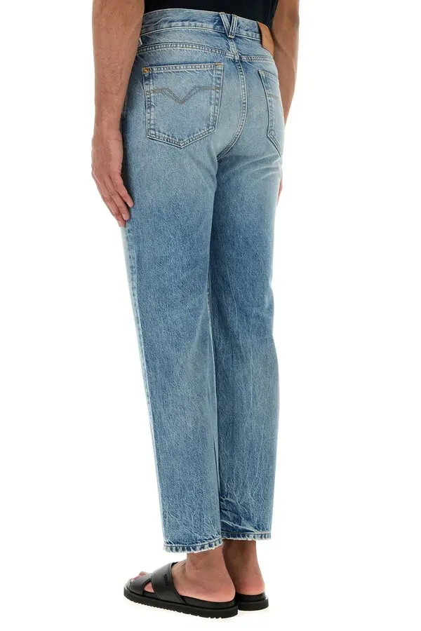 Versace Stonewashed Pure Cotton Denim Jeans With Medusa Biggie Detail
