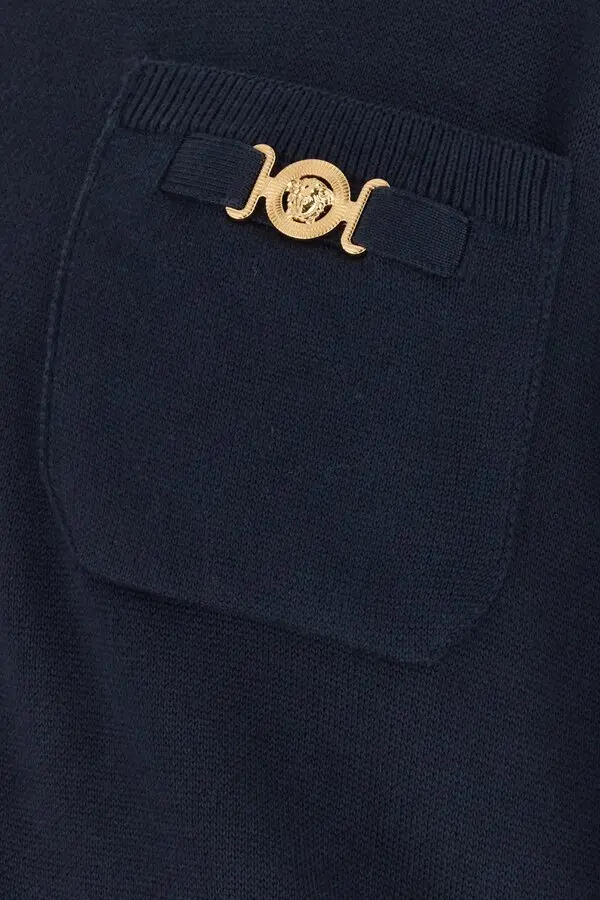 Versace Dark Cotton Blend Cardigan With Medusa Detail