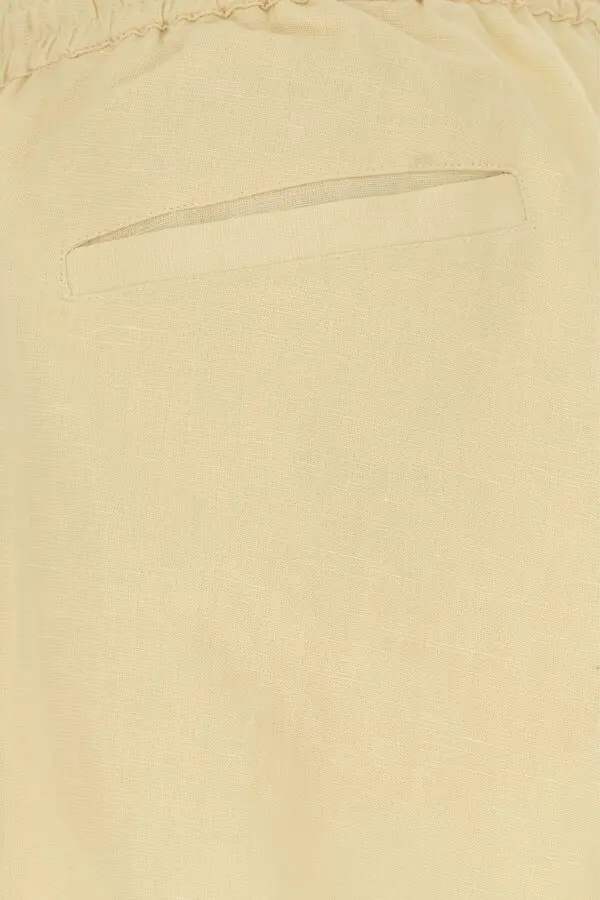 BAZISZT Cream Cotton Blend Embroidered Avian Pants