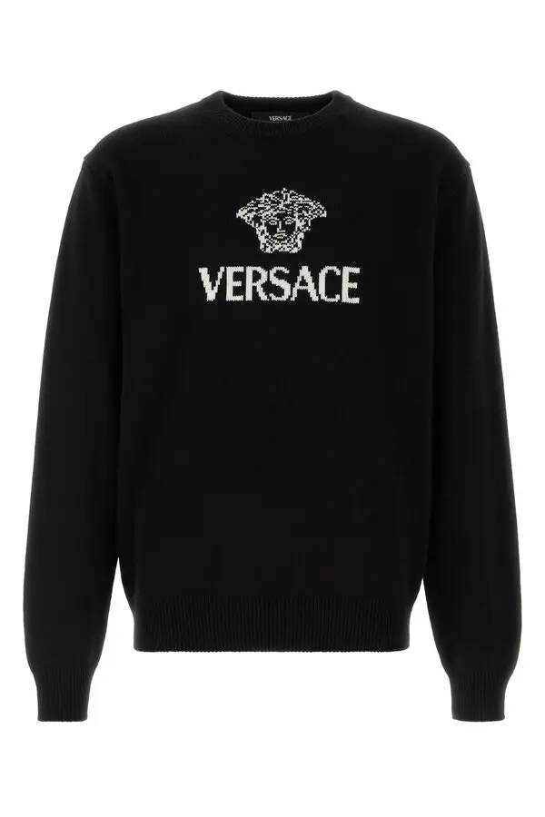 Versace Cashmere Sweater With Embroidered Logo