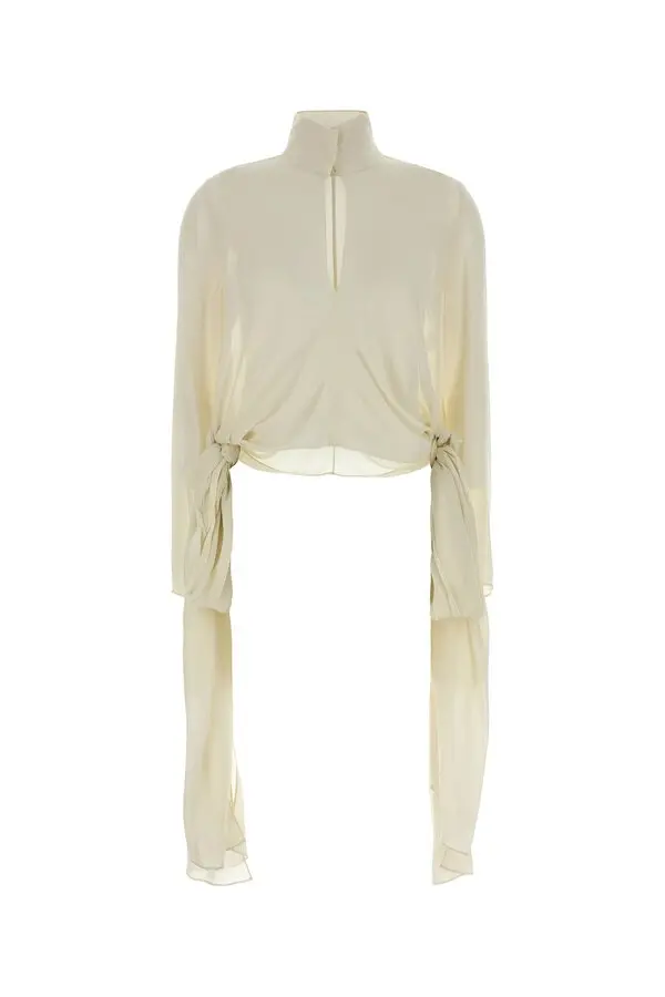 Alaïa Cream Crepe Blouse With Bow Detail