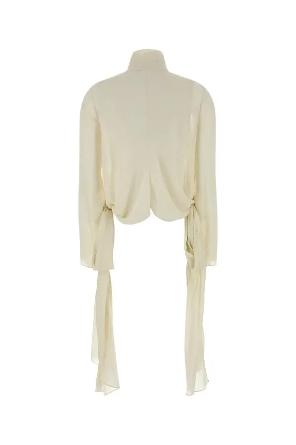 Alaïa Cream Crepe Blouse With Bow Detail