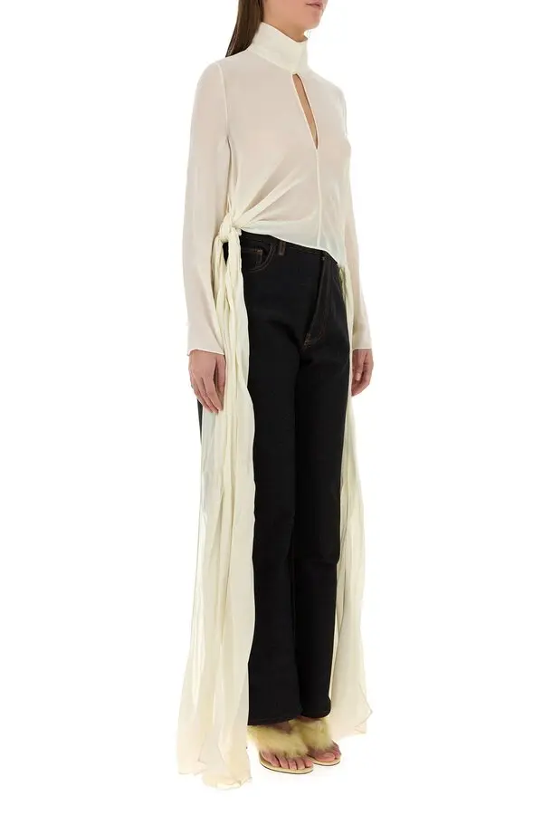 Alaïa Cream Crepe Blouse With Bow Detail