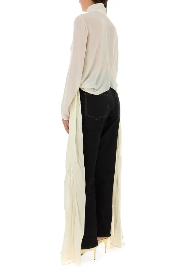 Alaïa Cream Crepe Blouse With Bow Detail