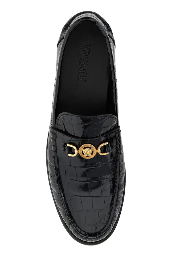 Versace Leather Loafers With Embossed Detail
