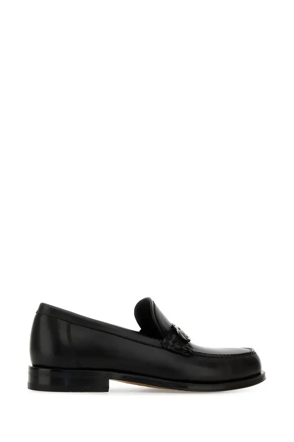 FERRAGAMO Gancini Leather Loafers - Black