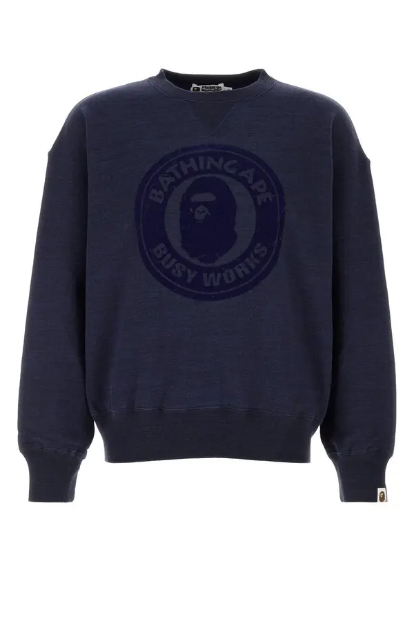 A BATHING APE Oversize Cotton Sweatshirt With Flocked Logo