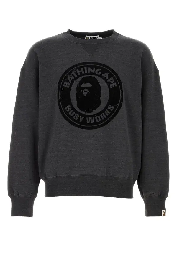 A BATHING APE Graphite Cotton Oversize Sweatshirt - Grey