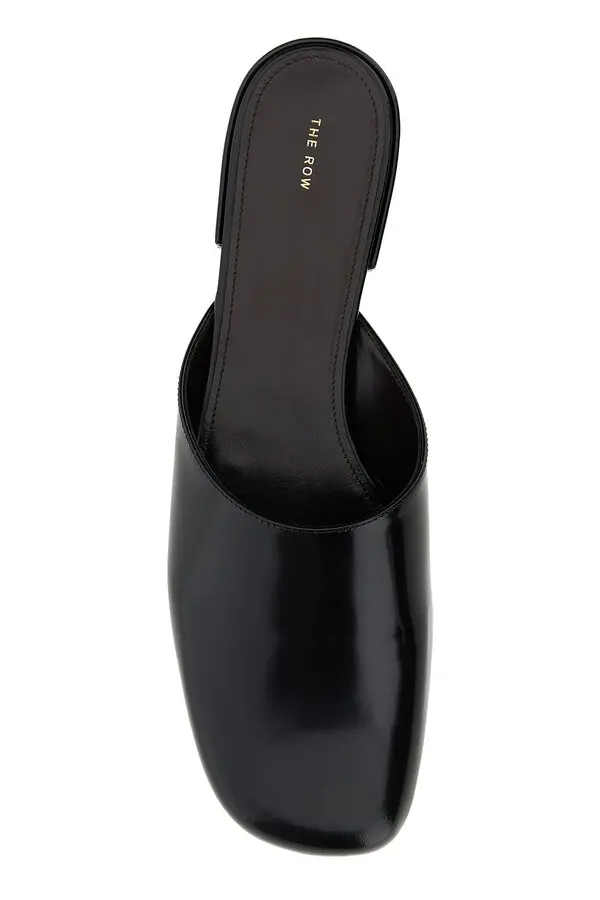THE ROW Leather Penelope Slippers - Black